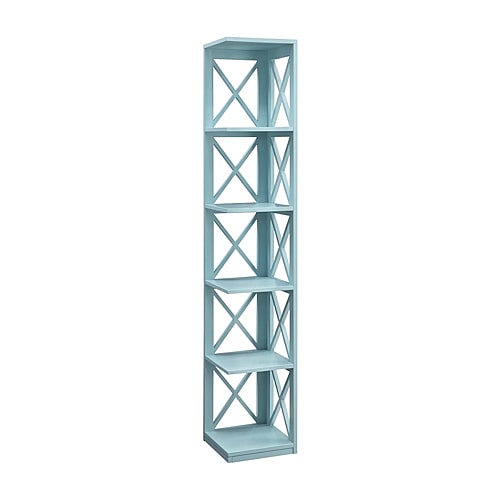 Oxford 5 Tier Corner Bookcase - Open Blue