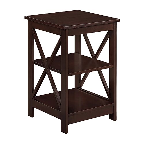 Oxford End Table with Shelves  One Size  Brown