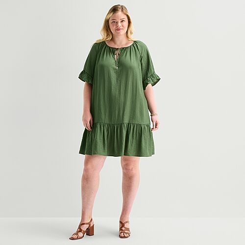 Click here for Robbie Bee Womens Plus Keyhole Neck Short Sleeve S... prices