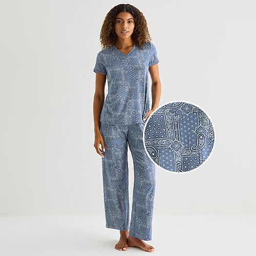 Click here for Jaclyn Womens V-Neck Short Sleeve 2-pc. Pajama Set... prices