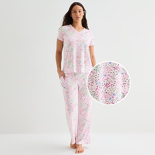Click here for Jaclyn Womens V-Neck Short Sleeve 2-pc. Pajama Set... prices