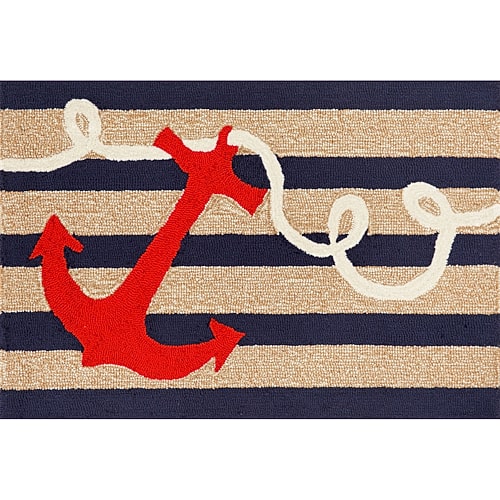 Liora Manne Front Porch Indoor/Outdoor Anchor Navy 26 x 4 Area Rug