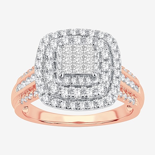 Click here for Womens 1 CT.T.W. Natural Diamond Cushion Halo Enga... prices