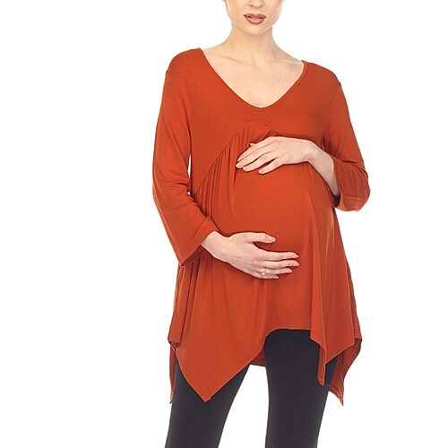 Click here for Womens White Mark Maternity Empire Waist V-Neck Tu... prices