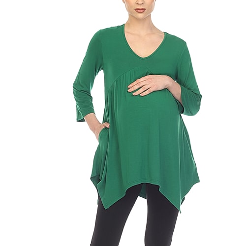 Click here for Womens White Mark Maternity Empire Waist V-Neck Tu... prices