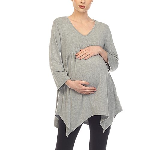 Click here for Womens White Mark Maternity Empire Waist V-Neck Tu... prices