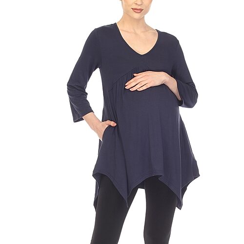 Click here for Womens White Mark Maternity Empire Waist V-Neck Tu... prices