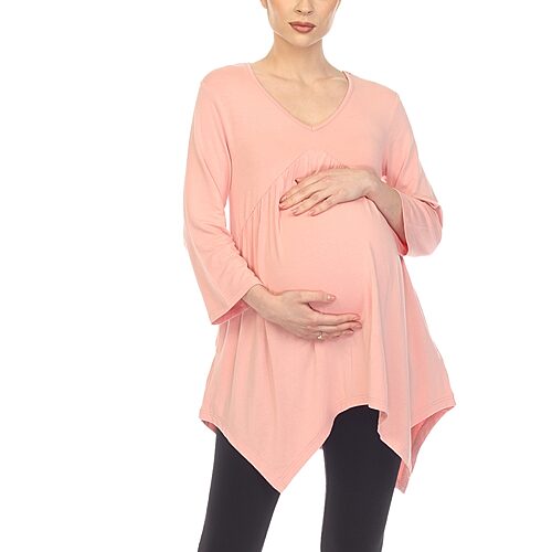 Click here for Womens White Mark Maternity Empire Waist V-Neck Tu... prices