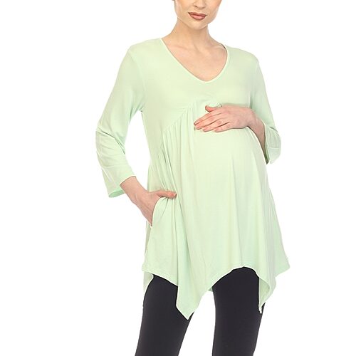 Click here for Womens White Mark Maternity Empire Waist V-Neck Tu... prices