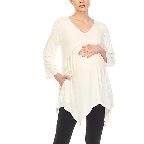 Click here for Womens White Mark Maternity Empire Waist V-Neck Tu... prices