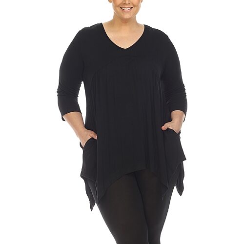 Click here for White Mark Plus Size Empire Cut V-neck Tunic Top -... prices