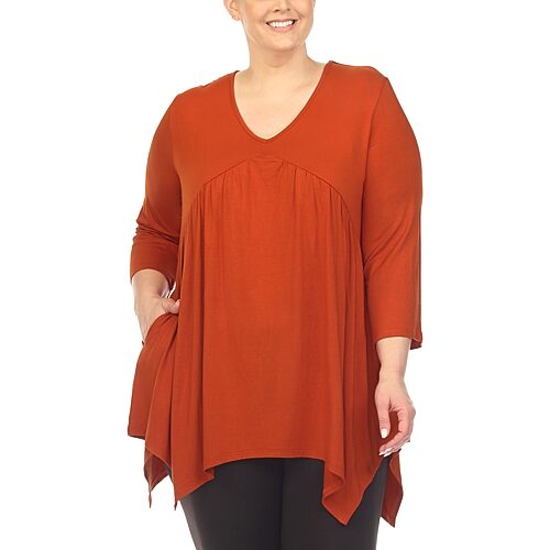 Click here for White Mark Plus Size Empire Cut V-neck Tunic Top -... prices