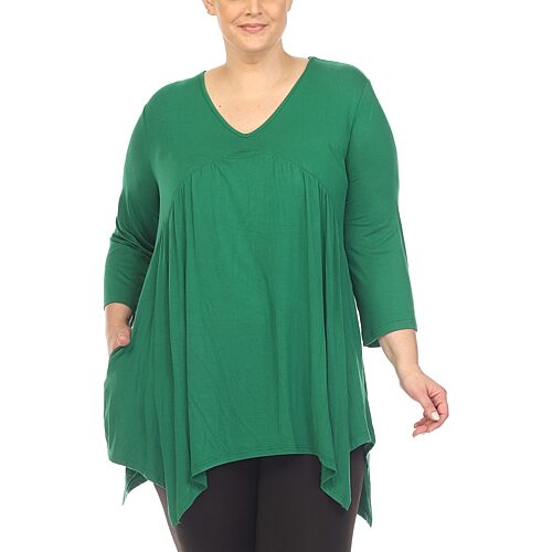 Click here for White Mark Plus Size Empire Cut V-neck Tunic Top -... prices