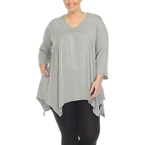 Click here for White Mark Plus Size Empire Cut V-neck Tunic Top -... prices