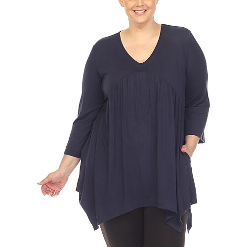 Click here for White Mark Plus Size Empire Cut V-neck Tunic Top -... prices