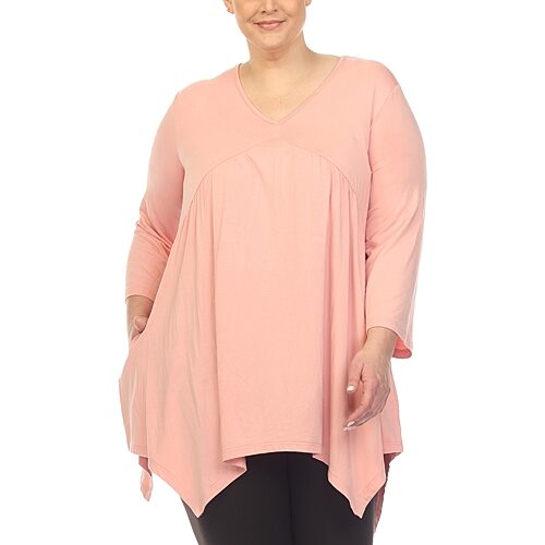 Click here for White Mark Plus Size Empire Cut V-neck Tunic Top -... prices
