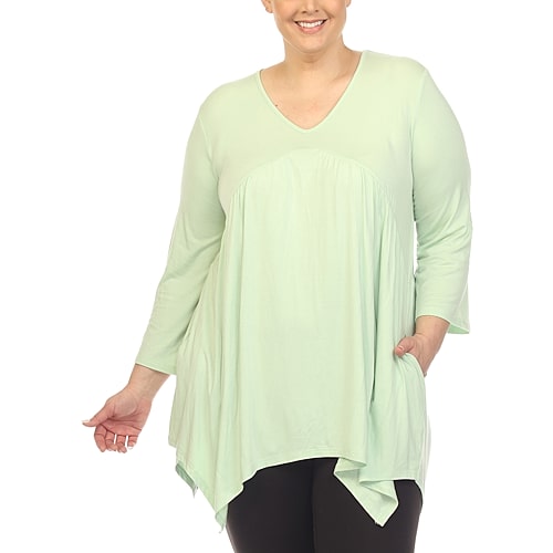 Click here for White Mark Plus Size Empire Cut V-neck Tunic Top -... prices