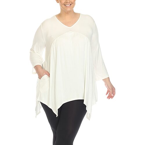 Click here for White Mark Plus Size Empire Cut V-neck Tunic Top -... prices