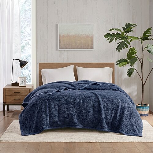 Click here for Woolrich Burlington Berber Blanket  Twin - Navy prices