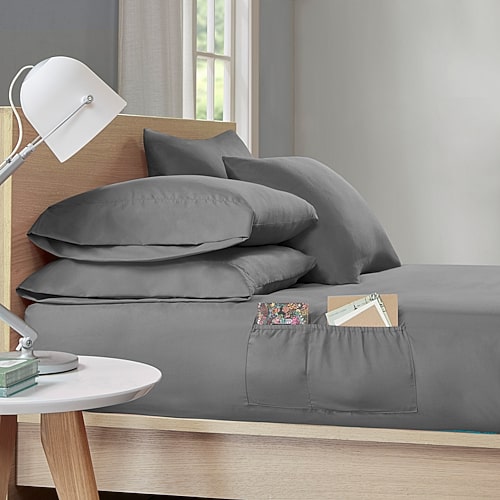Intelligent Design Side Storage Pockets Microfiber Sheet Sets