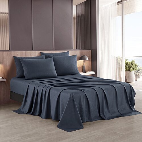Stratford Park Creed Embossed Deep Pocket Sheet Set  One Size  Blue