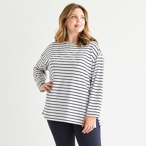 Click here for St. Johns Bay Plus Womens Crew Neck Long Sleeve Tu... prices