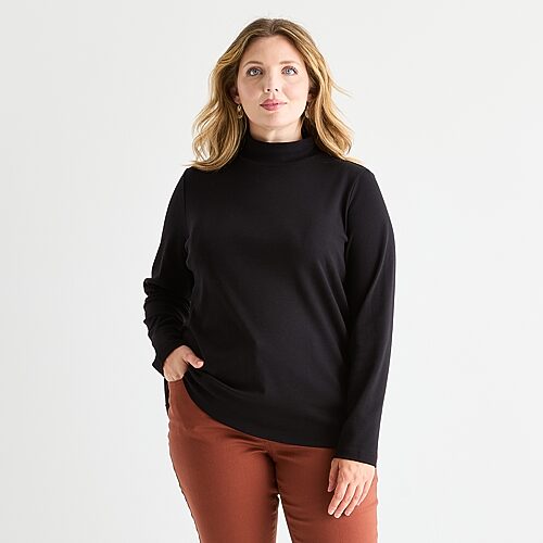 Click here for St. Johns Bay Womens Long Sleeve Mock Neck Top Plu... prices
