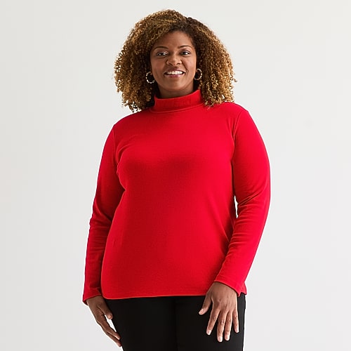 Click here for St. Johns Bay Womens Long Sleeve Mock Neck Top Plu... prices