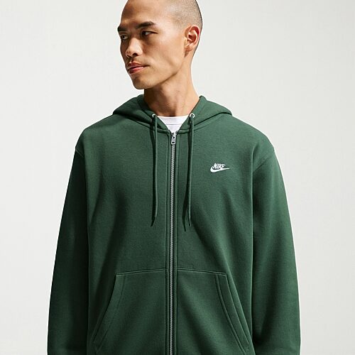 Click here for Nike Mens Full-Zip Fleece Hoodie - Fir/White prices