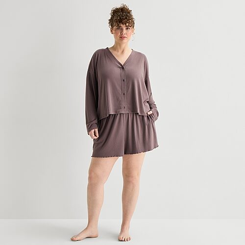 Click here for AMB CARDIGAN SHORT SET W  1x  Brown prices