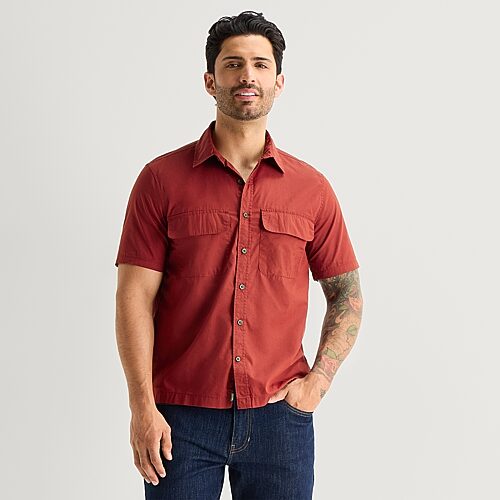 Click here for mutual weave Mens Short Sleeve Regular Fit Button-... prices