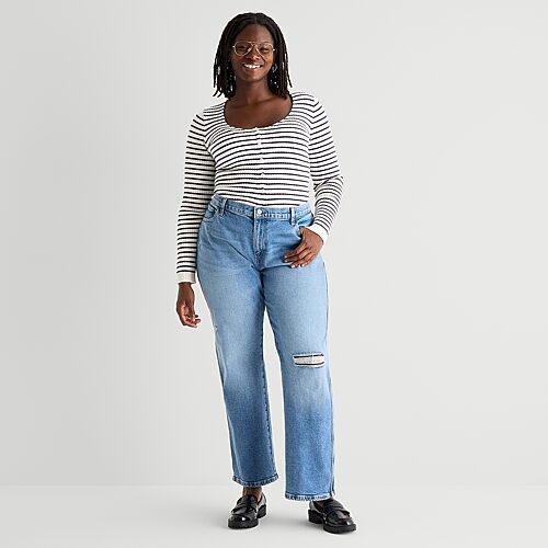 Click here for Arizona Womens Juniors Plus Straight Leg Jean  24... prices
