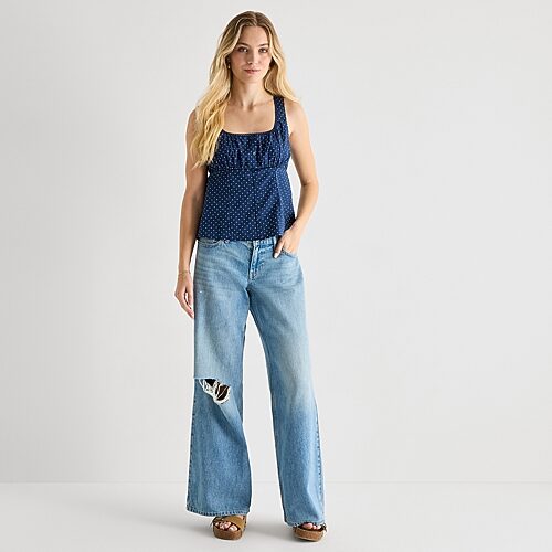 Click here for Arizona Womens Juniors Low Rise Baggy Fit Jean  6... prices