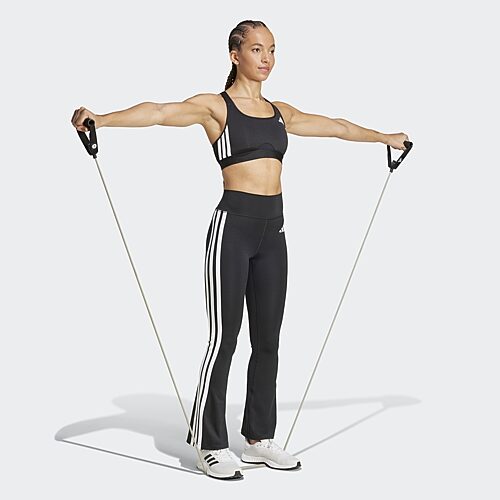 Click here for Optime Essentials 3 Stripes Flared Leggings - Blac... prices