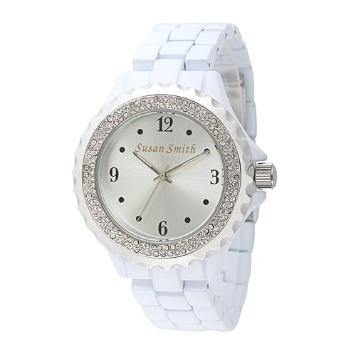 Click here for Personalized Womens White Alloy And Silver Tone Br... prices