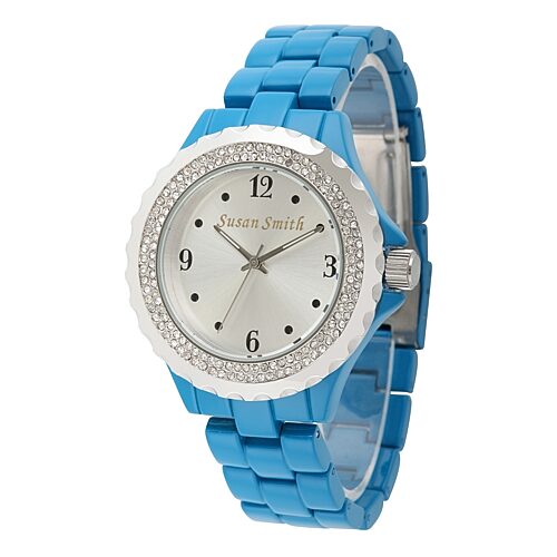 Click here for Personalized Womens Blue Allow And Silver Tone Dia... prices