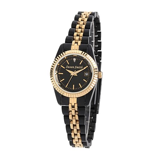 Click here for Personalized Womens Black And Gold Tone Diamond Ac... prices