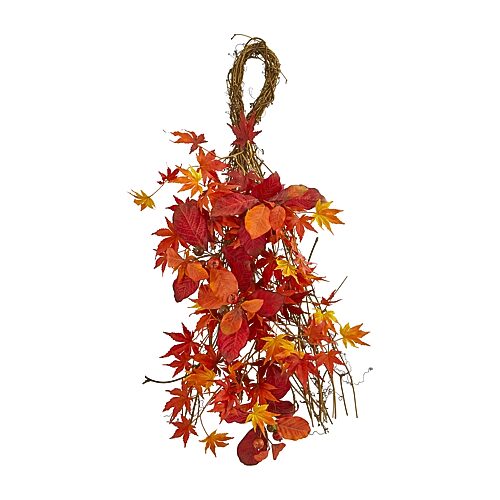 Click here for Nearly Natural 26in Red Faux Magnolia And Maple Wr... prices