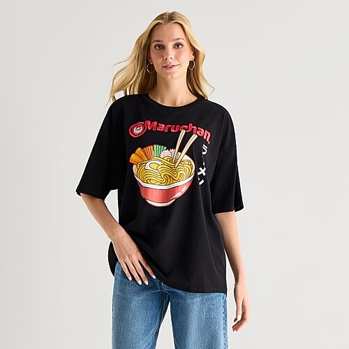 Click here for Ramen Oversized Tee Womens Juniors Crew Neck Short... prices