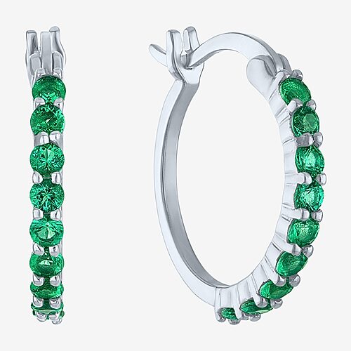 Click here for Lab Created Gemstone Sterling Silver 16mm Circle H... prices