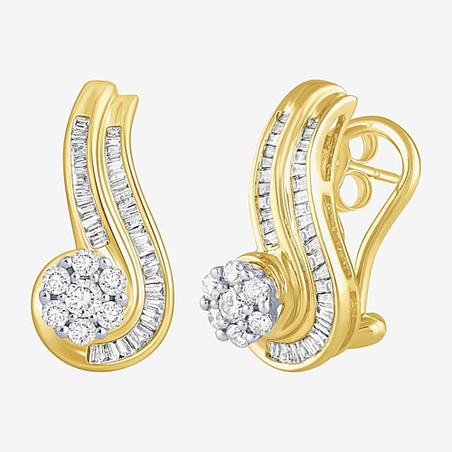 Click here for 3/4 CT.T.W. Natural Diamond 10K Gold Swirl Earring... prices