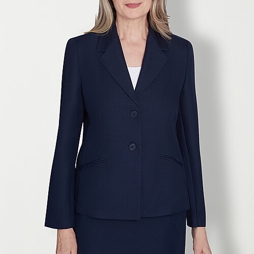 Alfred Dunner Classics Womens Regular Fit Suit Jacket  18 Petite  Blue