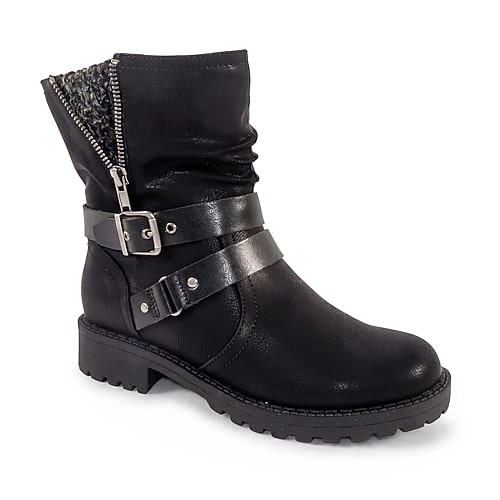 Click here for Pop Womens Liotta Flat Heel Motorcycle Boots  7 1/... prices