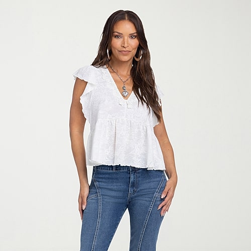 Click here for JS Jessica Simpson Womens V Neck Short Sleeve Blou... prices