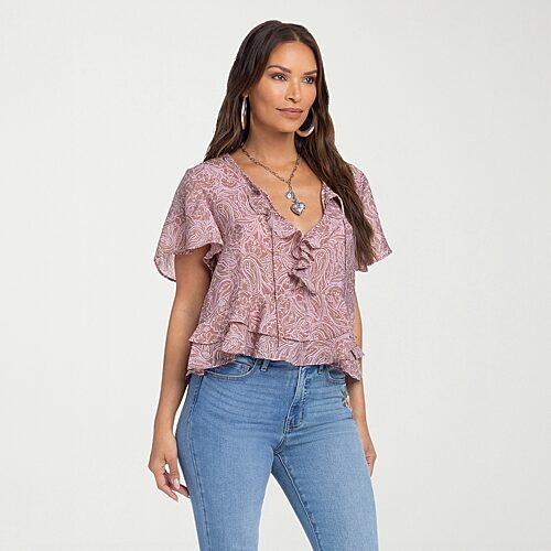 Click here for Jessica Simpson Womens Split Tie Neck Short Sleeve... prices
