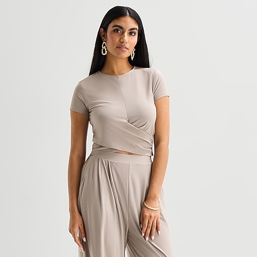 Click here for Bold Elements Womens Crew Neck Short Sleeve Wrap S... prices