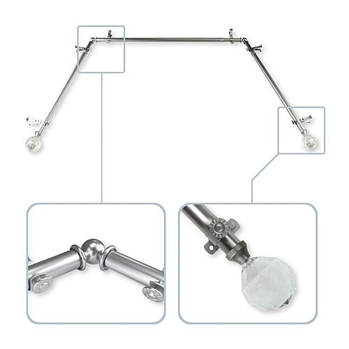 Click here for Rod Desyne Faceted Bay Window Rod  One Size  Silve... prices