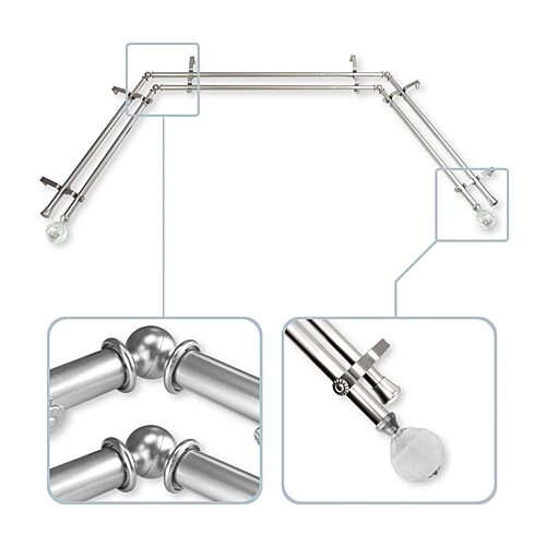 Click here for Rod Desyne Faceted Double Bay Window Rod  One Size... prices