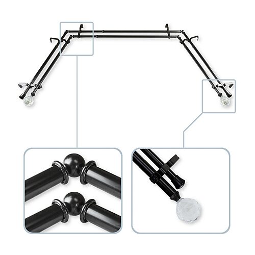 Click here for Rod Desyne Faceted Double Bay Window Rod  One Size... prices