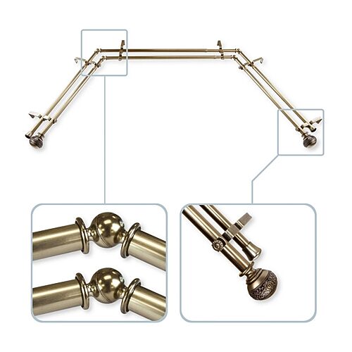 Click here for Rod Desyne Naomi Double Bay Window Rod  One Size... prices